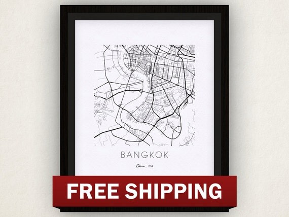 Bangkok Map Print by iLikeMaps on Etsy