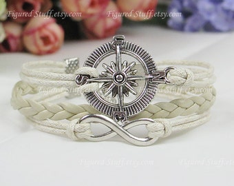 infinity bracelet, compass bracelet, antique silver charm bracelet ...