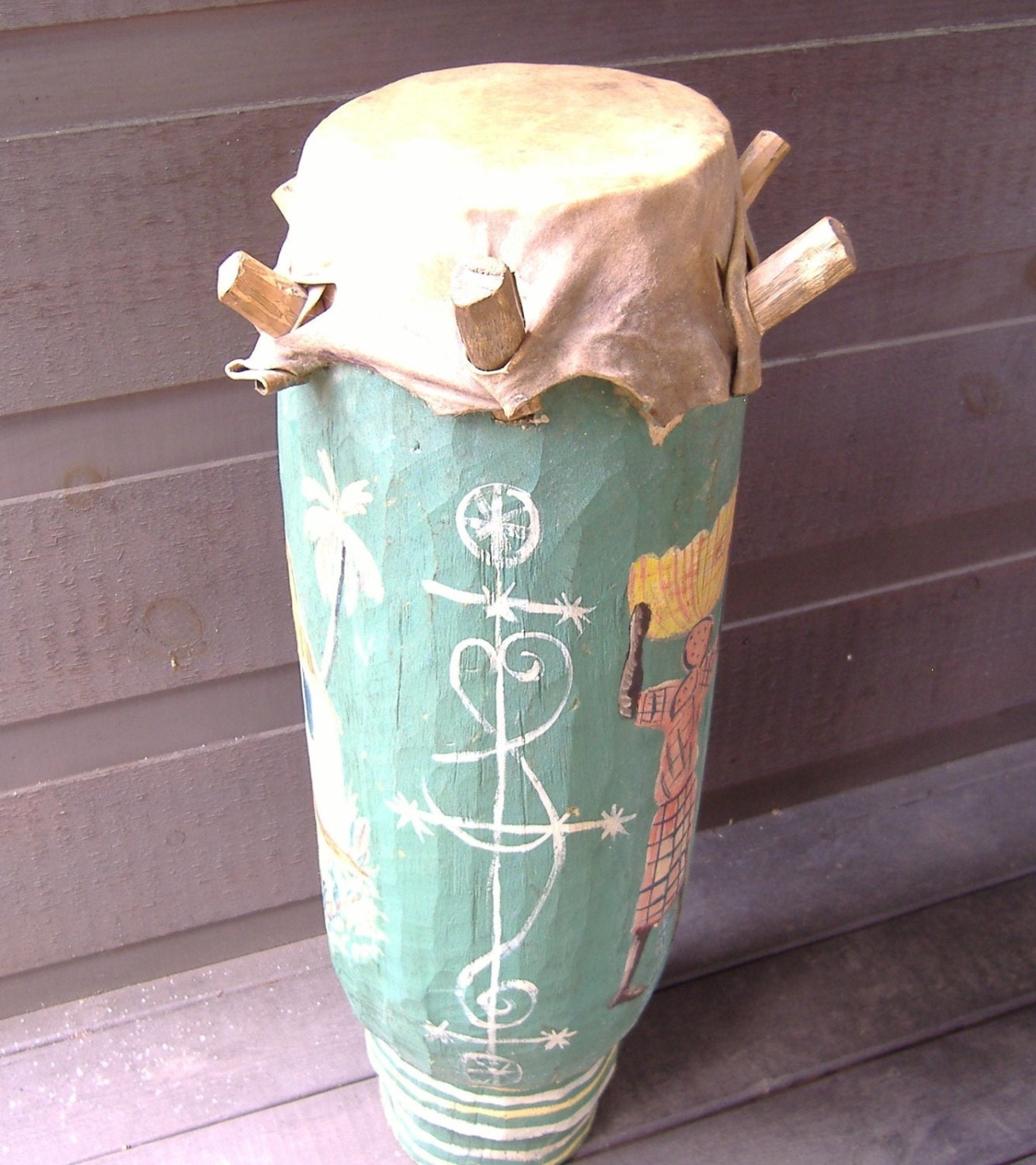 Rare Museum Quality Haitian Voodoo Ritual Conga Drum