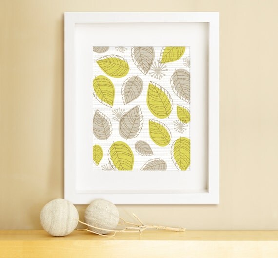 Items similar to MODERN FOLIAGE, Leaf Art, Modern Leaf Art Print, Fall ...