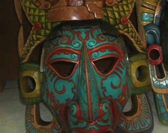 Made To Order Mayan Mask Turquoise Ruby Colored Warrior Multi color ...