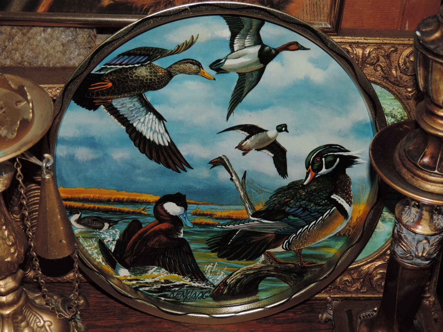 Vintage Signed by Artist Ken Haag Water Fowl Duck Metal Serving Tray ...