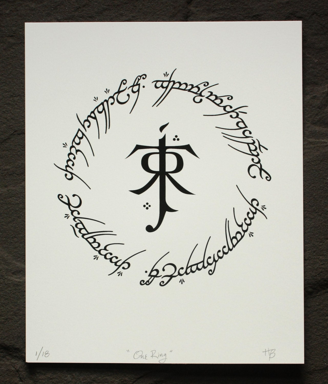 Items similar to Lord of the Rings - Elvish Text Ring and Tolkien ...