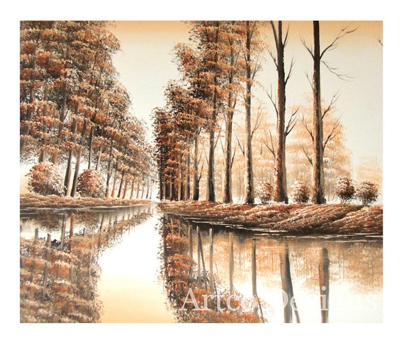 Sepia Painting Sepia Art White and Brown Painting by ArtcoDesigns