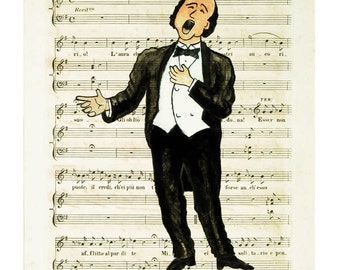 Opera Singer 2 watercolor with gouache A4 A3 art