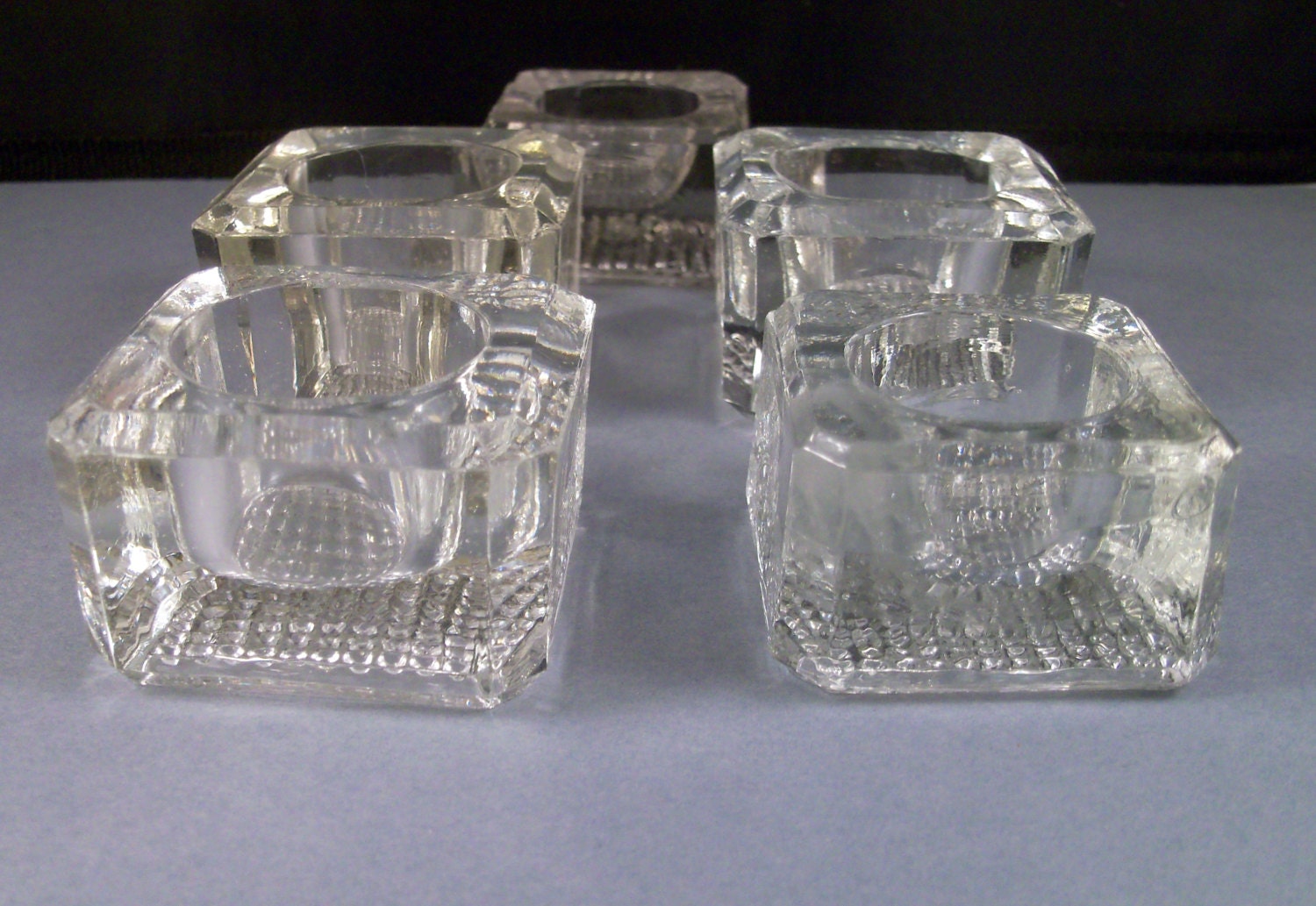 Vintage Cut Glass Salt Cellars or Bowls Set of Five
