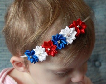 The All-American Headband - Red, White & Blue Star Flower Headband ...