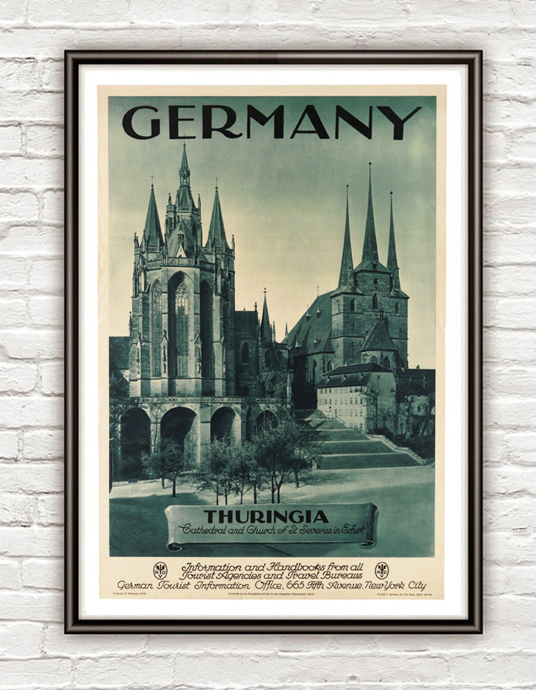 Vintage Poster of Germany Thuringia Travel Poster Tourism