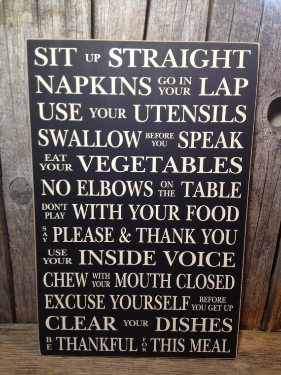 Dining Room SIGN Rules Sit Up Straight Family Home Dinner Dining Room SIGN Rules Sit Up Straight Family Home Dinner