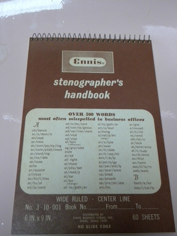 Items similar to Ennis Stenographer's Handbook Steno Notebook Vintage ...