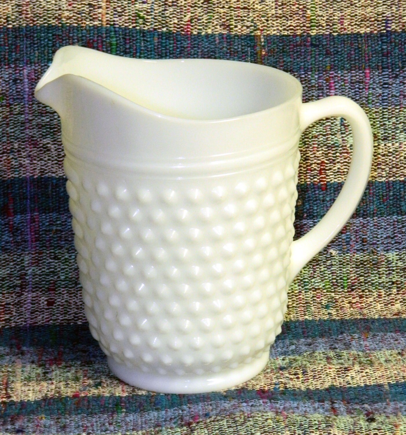 Pitcher Milk Glass Vintage Large 64 oz Half Gallon Hobnail 1960s ...