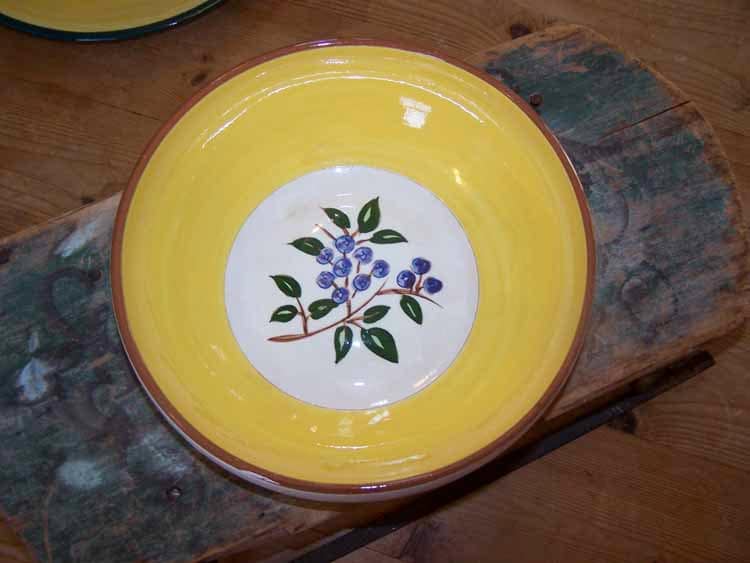 STANGL Pottery, Serving Bowl, BLUEBERRY Pattern, Vintage, Blue Yellow ...