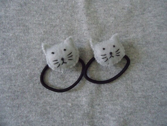 Kitty Cat Ponytail Holders by Tuscanycreative on Etsy