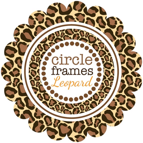 Circle Frames in Leopard Pattern Digital Clip Art