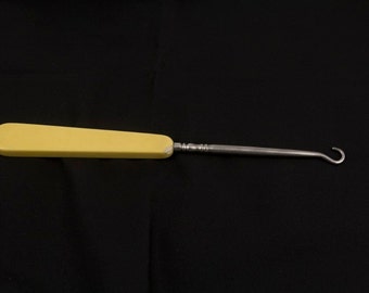 Vintage Shoe Button Hook With Ivory Bone or Celluloid Handle