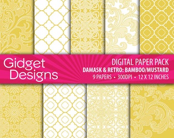 Yellow Digital Paper Pack Yellow Scrapbook Paper12x12