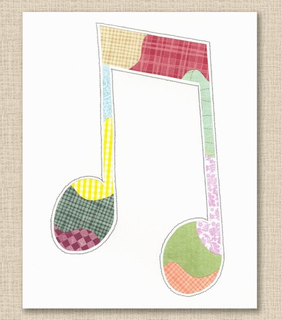 Colorful Beamed Music Note Collage Print by WhitehallShop on Etsy