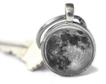 Full blue moon Keychain Art gift Moon key ring Luna key chain
