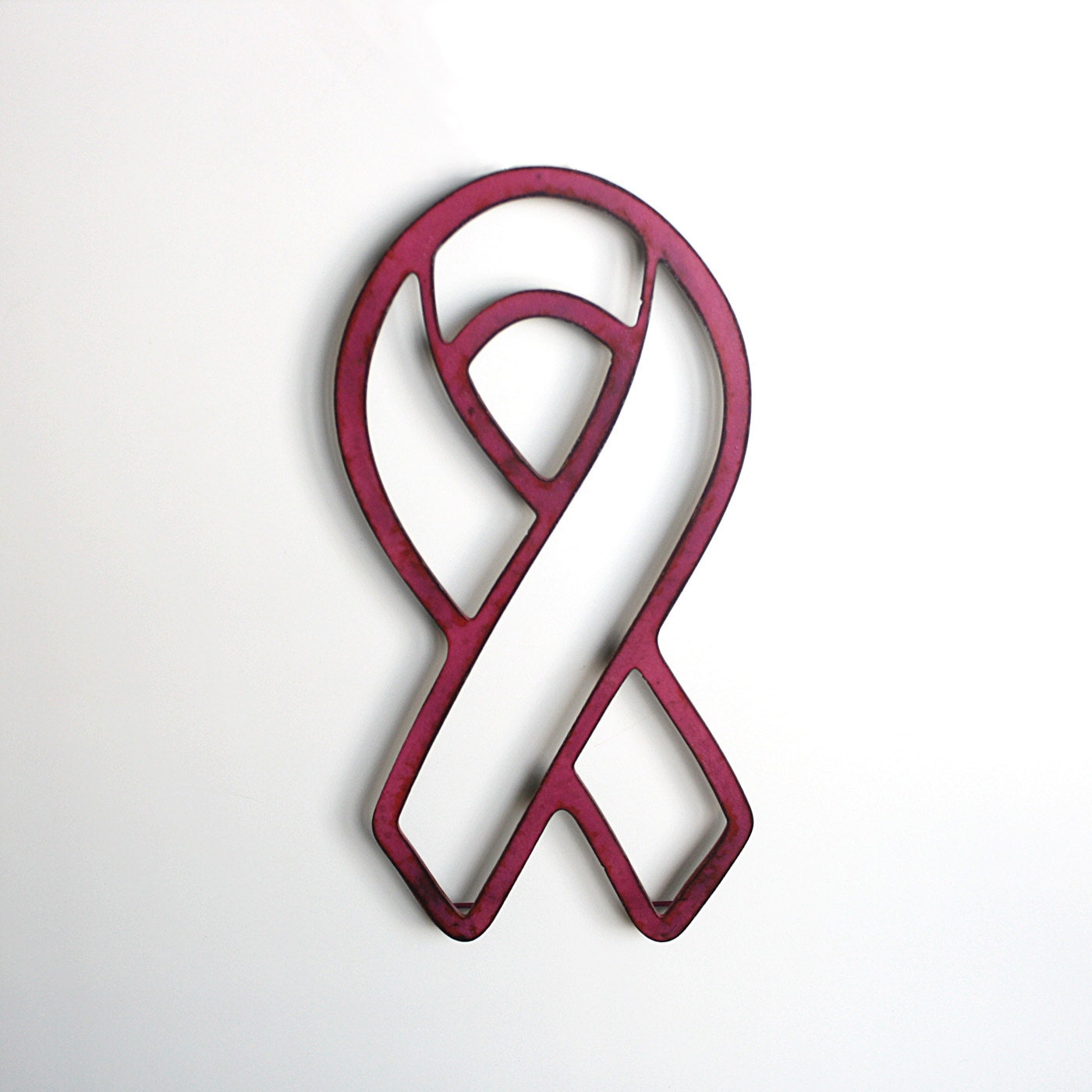 Cancer Awareness Ribbon metal wall art 16 tall metal