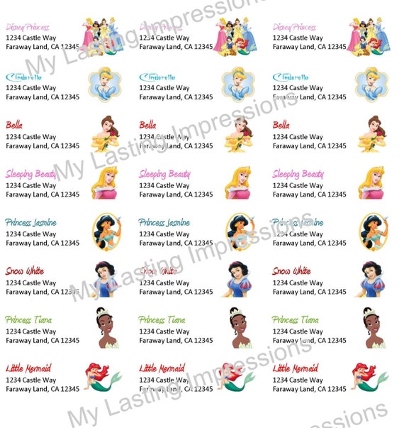 Disney Princess Personlized Mailing Labels by SoSweetCandyBuffets
