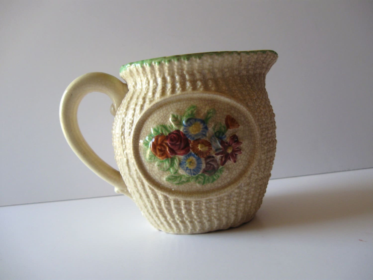 vintage jug or pitcher made in Japan ivory by katietwoshoesvintage