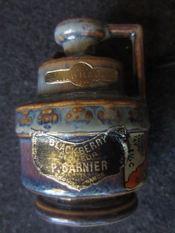 Vintage P. Garnier Pottery Blackberry Liqueur Bottle Made in