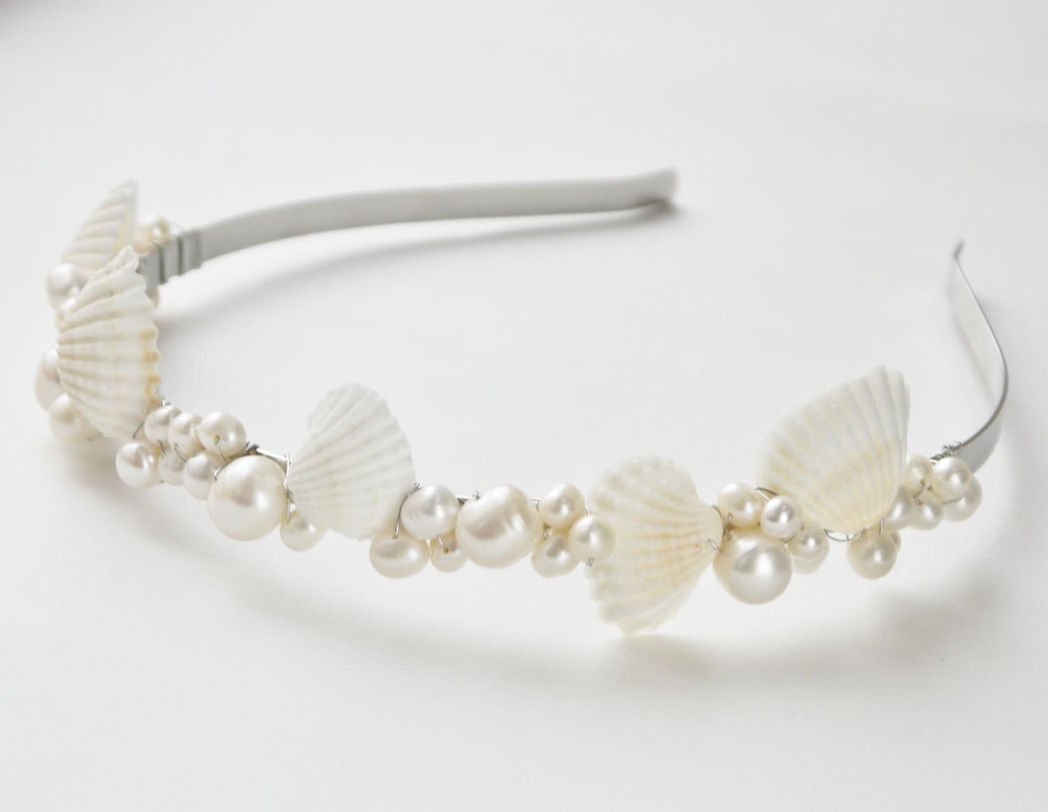 pearl and shell tiara white sea shell ivory freshwater pearl
