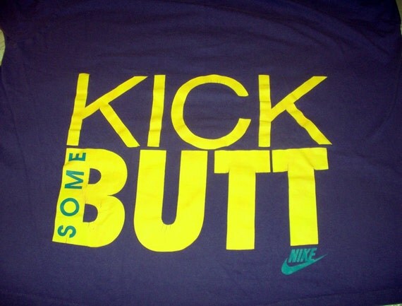 VINTAGE T SHIRT / Nike / Kick Some Butt / Grey Tag / U.S.A.