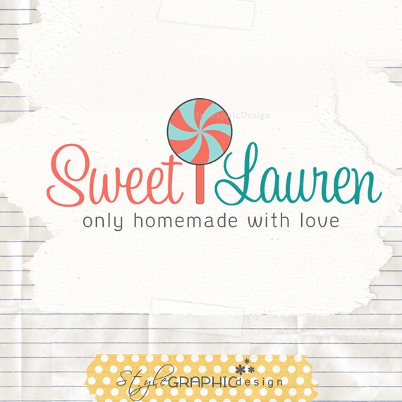 Sweet logo design premade candy logo candy business branding