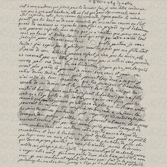 French Script Words Calligraphy Marie Antoinette Letter