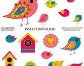 Items similar to Bird clipart, Instant Download, Birdhouse Clipart on Etsy