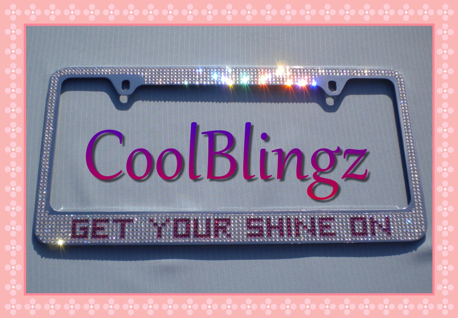 7 Row CUSTOM CRYSTAL Bling Diamond Rhinestone License Plate