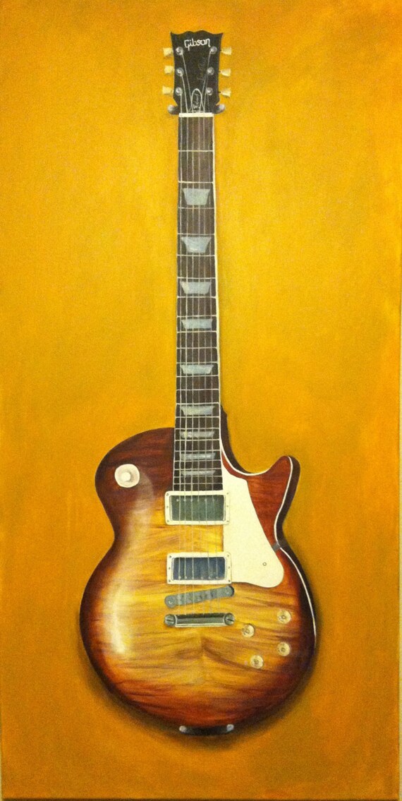 Gibson Les Paul Guitar painting by lhorrall on Etsy