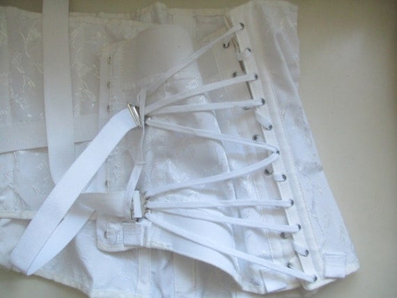 Vintage white floral back brace corset medium large