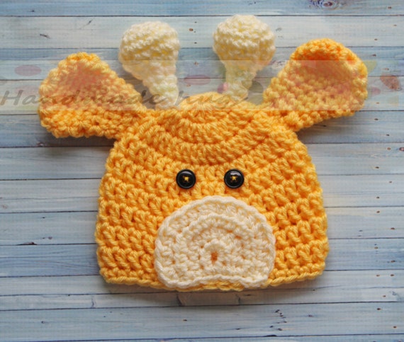 Items similar to Crochet Giraffe Beanie (made to order in any color) on ...