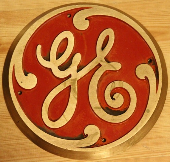 Vintage GE solid brass Plaque Sign Emblem