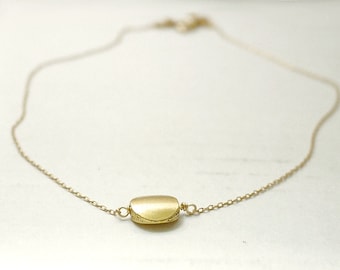 Tiny gold diamond necklace tiny diamond charm on 14K by illusy