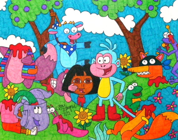 Items similar to Mature Dora the Explorer Horror Fanart Drawing 9x12 ...