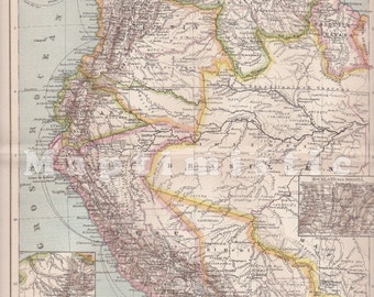 Antiguo mapa de ecuador | Etsy