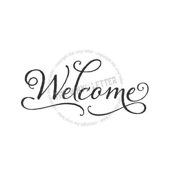 Welcome Elegant Sign Script Vinyl Front Door Decal