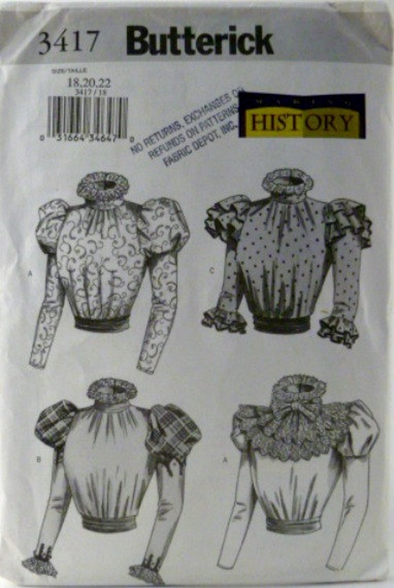 Butterick 3417 Making History Pattern Blouse by VintageNeedleFinds