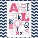 alphabet chevron nursery wall art pink navy blue gray