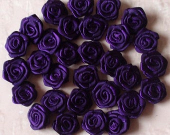 40 Mini Handmade Ribbon Roses 1/2 inches In Pink Combination