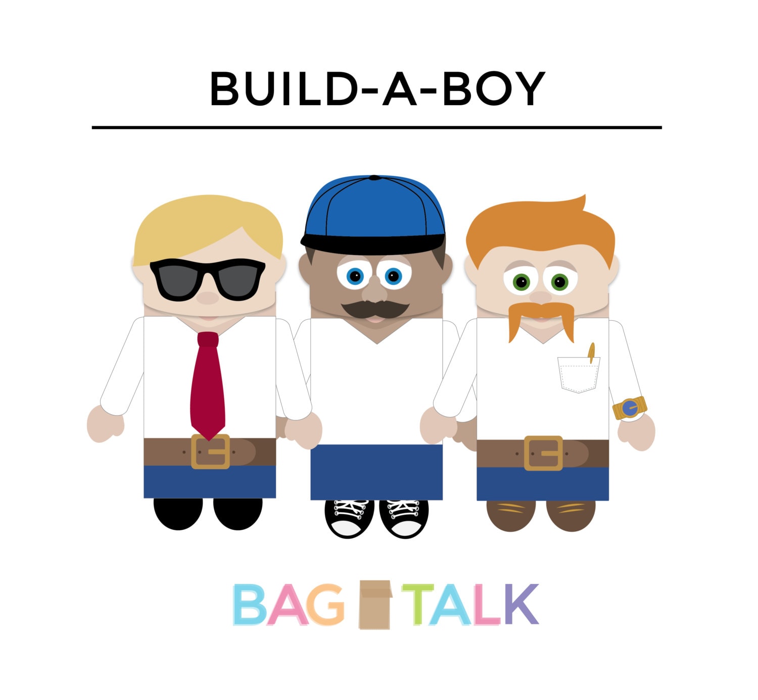 BUILD A BOY Printable Paper Bag Puppet Cut Outs by BagTalk on Etsy