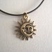 Gold Sun and Moon Pewter Charm Dark Brown/Black Leather