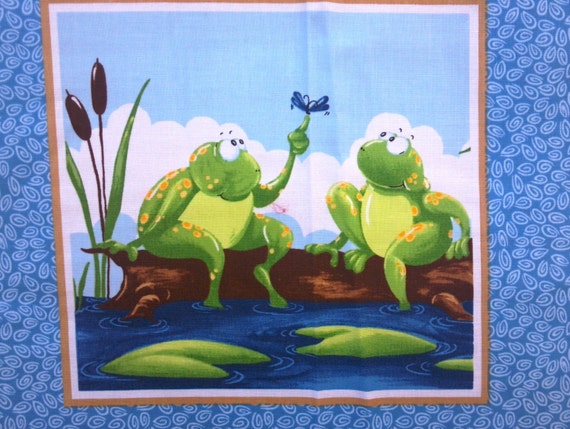 New Quilting Fabric BY the PANEL Frogs & by VictorianWardrobe