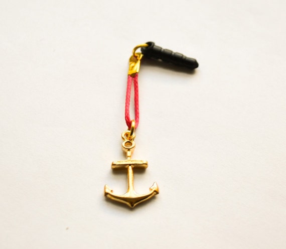 Anchor iPhone Earphone Plug Dust Plug gold anchor charm