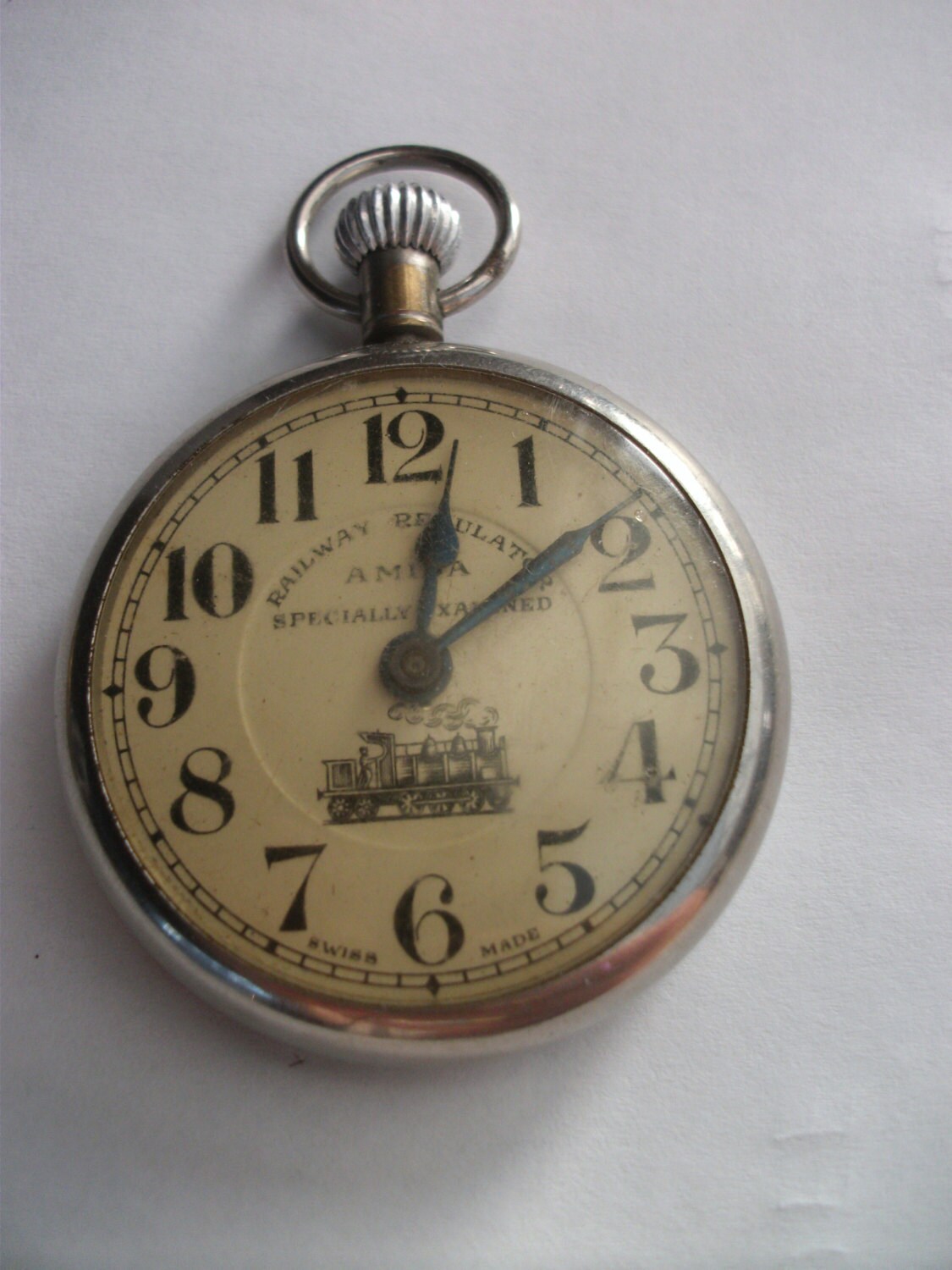 Pocket Watch Amida Railway Regulator Watch in Silver Plated