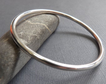 Heavy silver bangle | Etsy