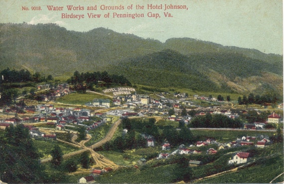 Items similar to Hotel Johnson - Birdseye View of Pennington Gap ...